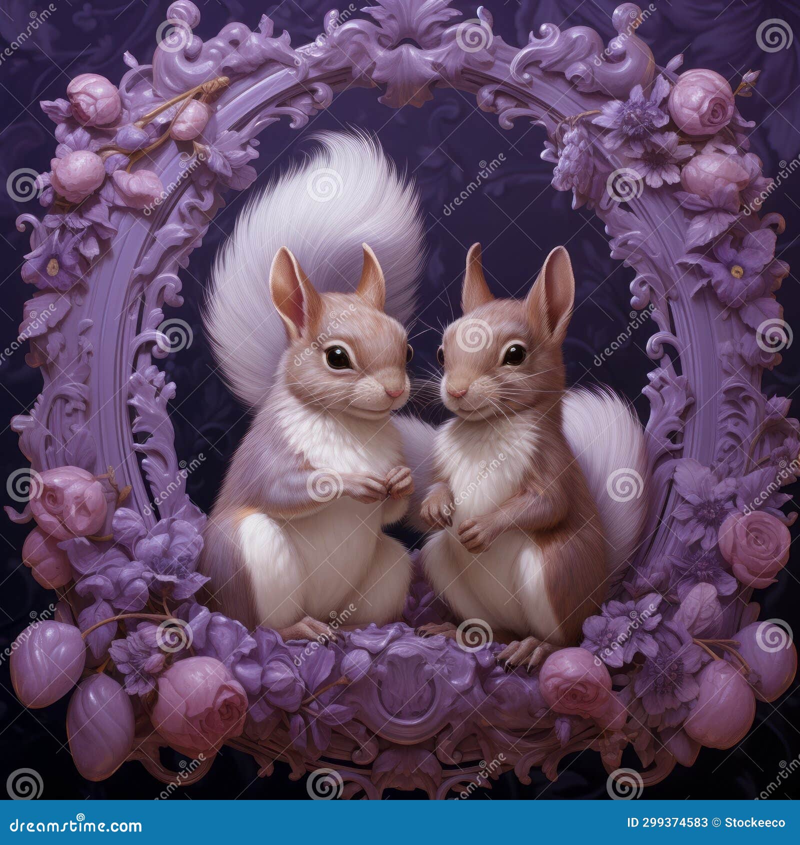 Charming Hyperrealistic Fantasy Illustration of Two Squirrels in an ...
