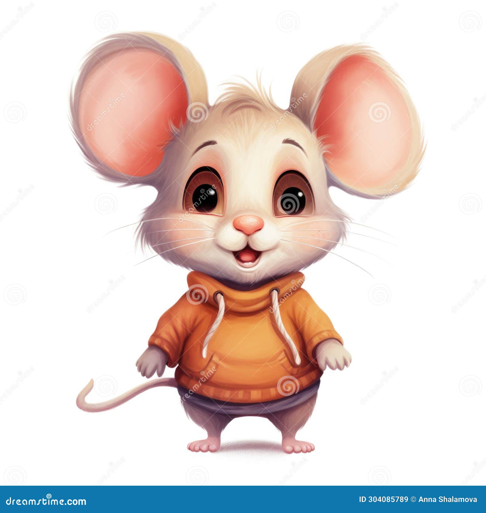 A Charming Illustration of a Cute Mouse in a Hoodie. Stock Image ...