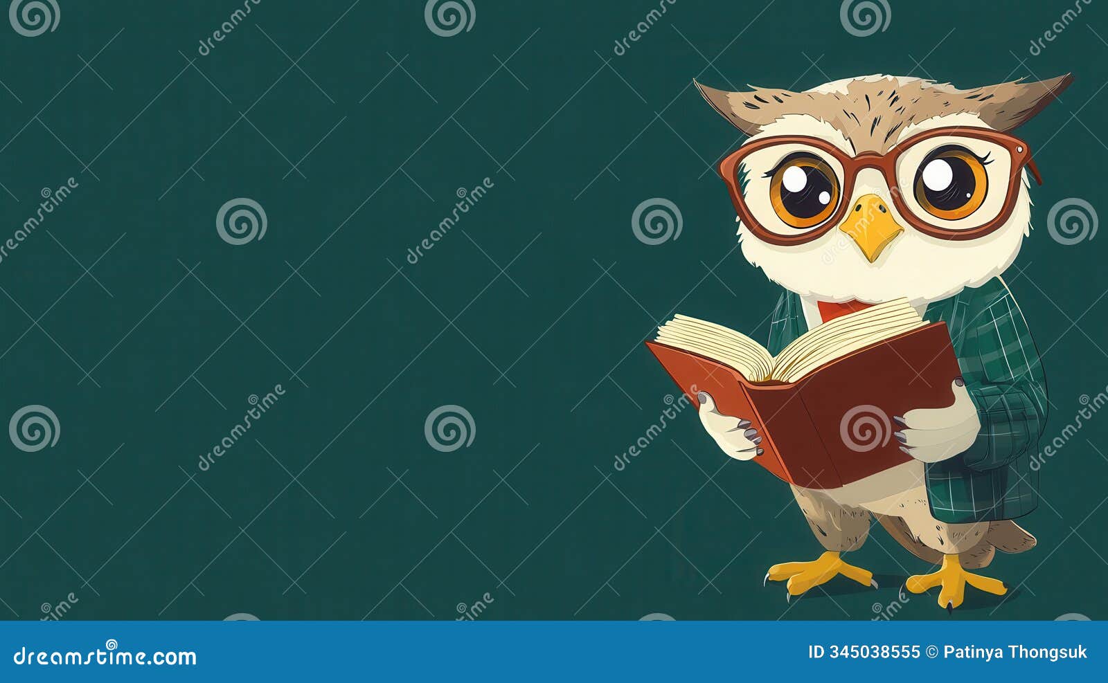 Owl Dressed As Librarian Holding a Book Stock Illustration ...