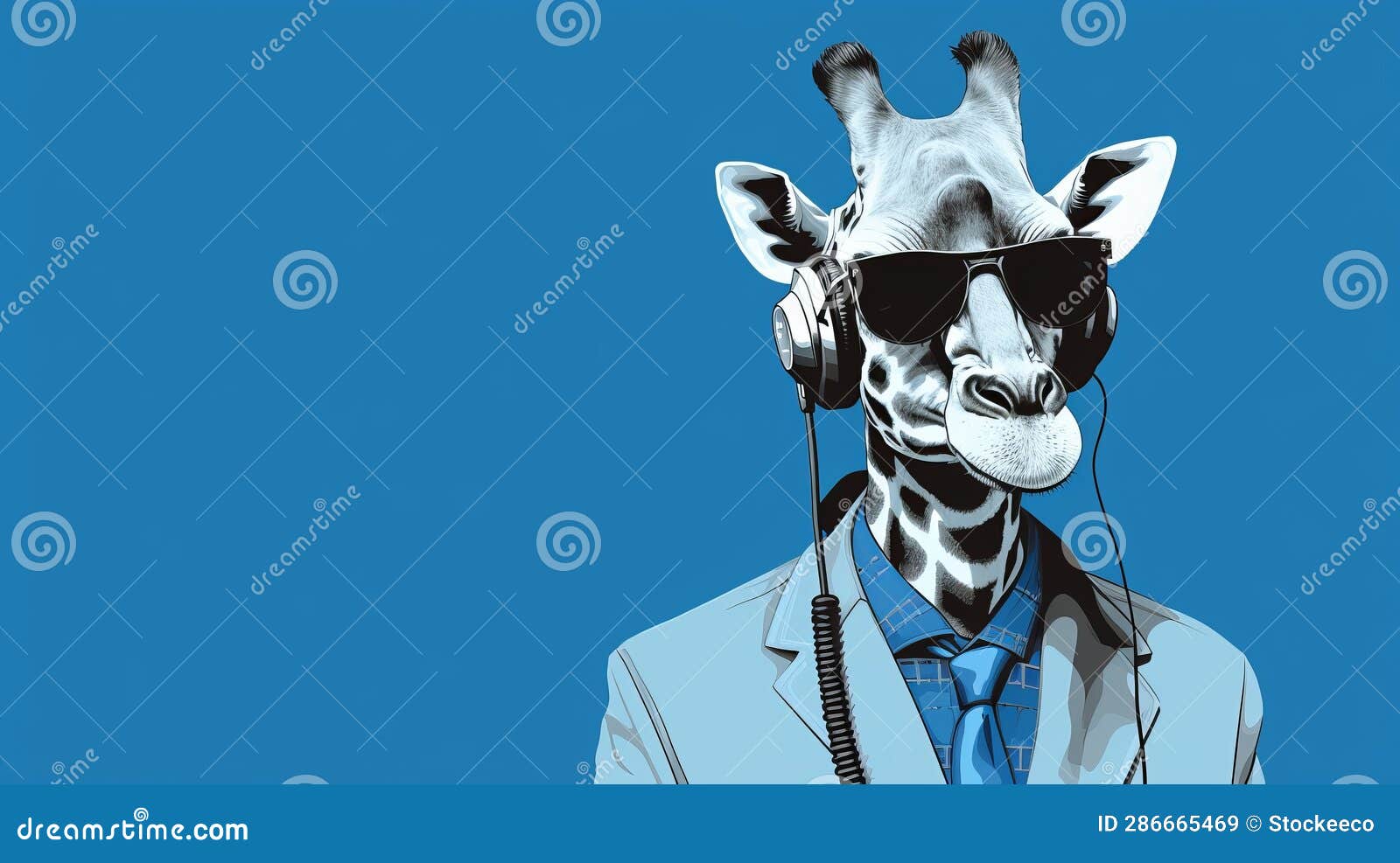 Giraffe Sound Engineer: Minimalist Vector Graphic with Hip-hop ...