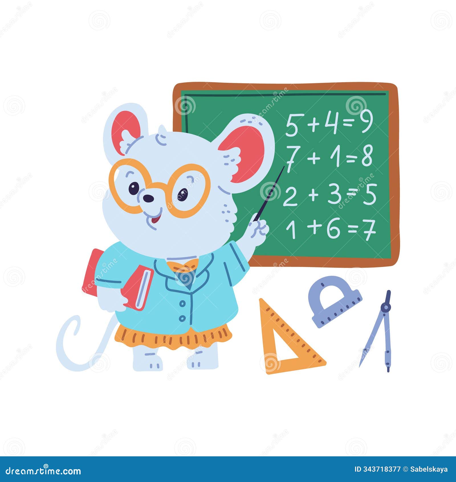 Charming Illustration with a Mouse of a Teacher Who Demonstrates ...