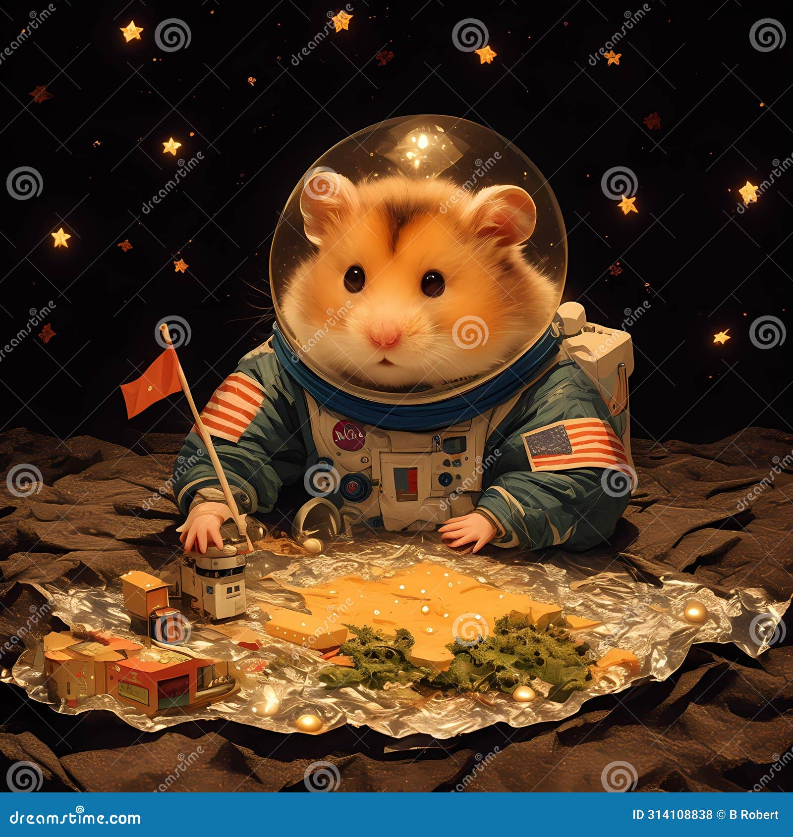 Hamster Astronaut Exploring New Worlds Stock Illustration ...