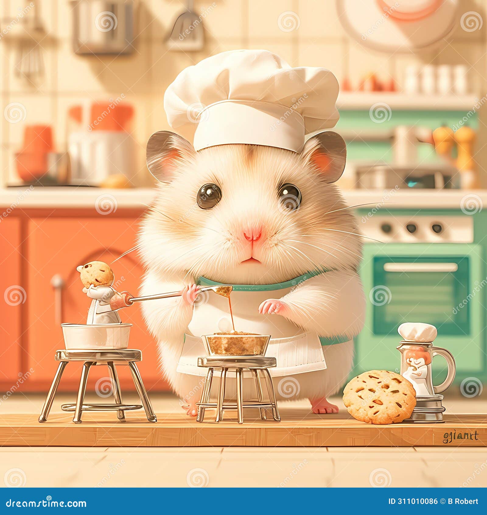 Adorable Hamster Chef Prepares Delicious Food Stock Illustration ...
