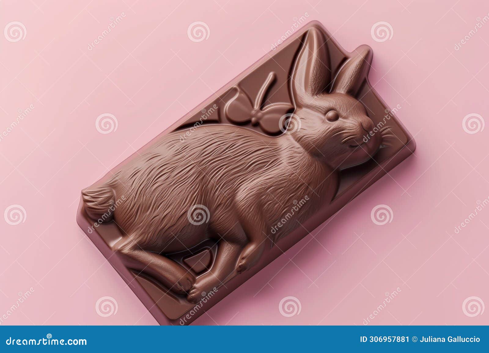 Rabbit Shaped Chocolate Bar with Easter Eggs Isolated Pink Stock Image ...