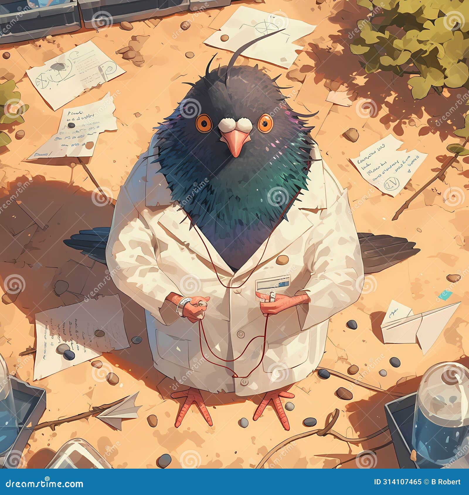 Pigeon Scientist: a Cute Furry Prodigy in a Lab Coat! Stock ...