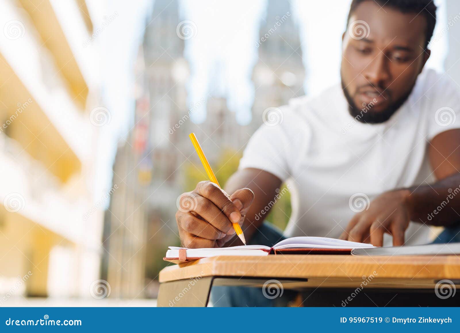 Charming Intelligent Man Writing a Plan Stock Image - Image of ...
