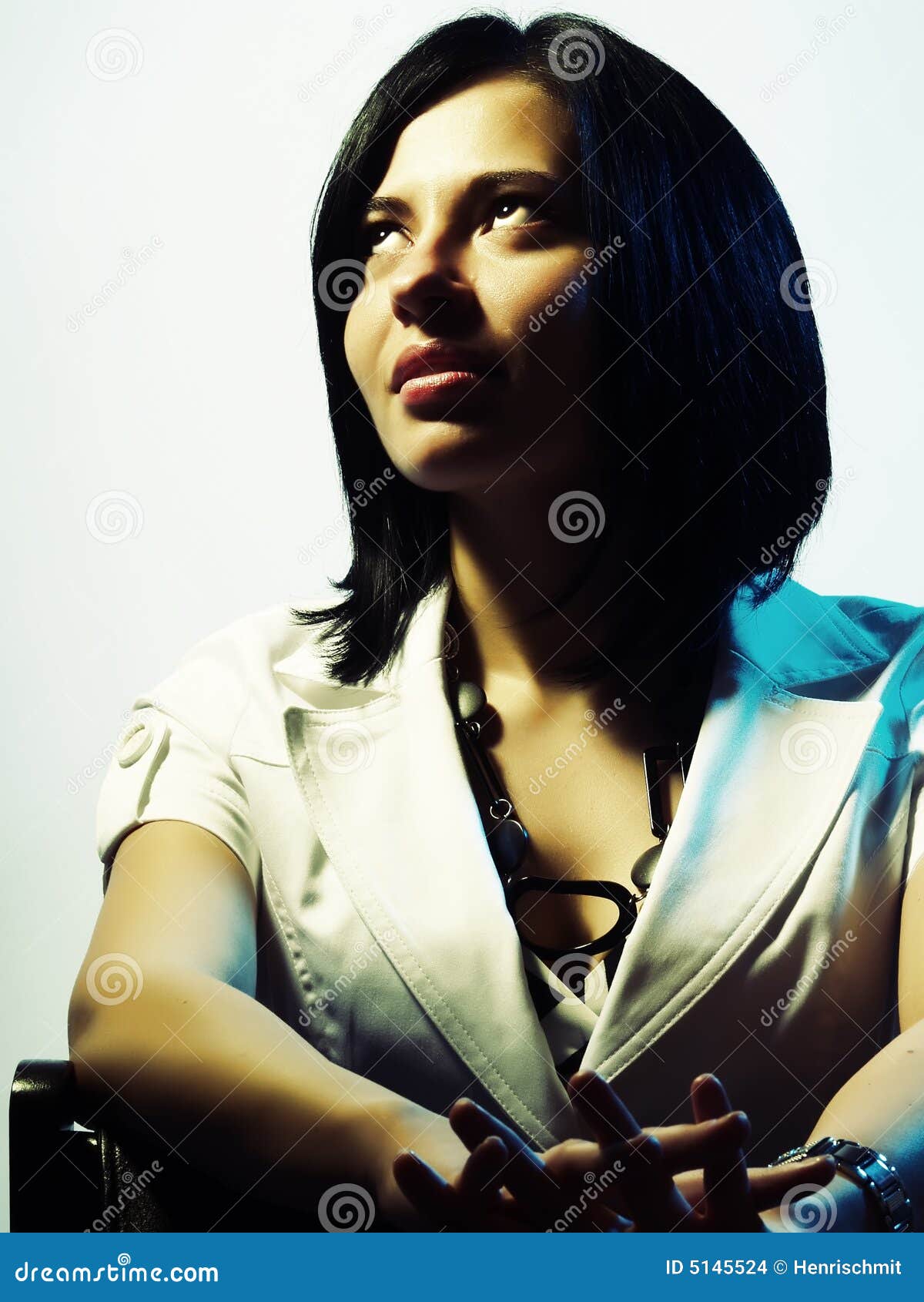 Charming lady is dreaming stock photo. Image of elegant - 5145524