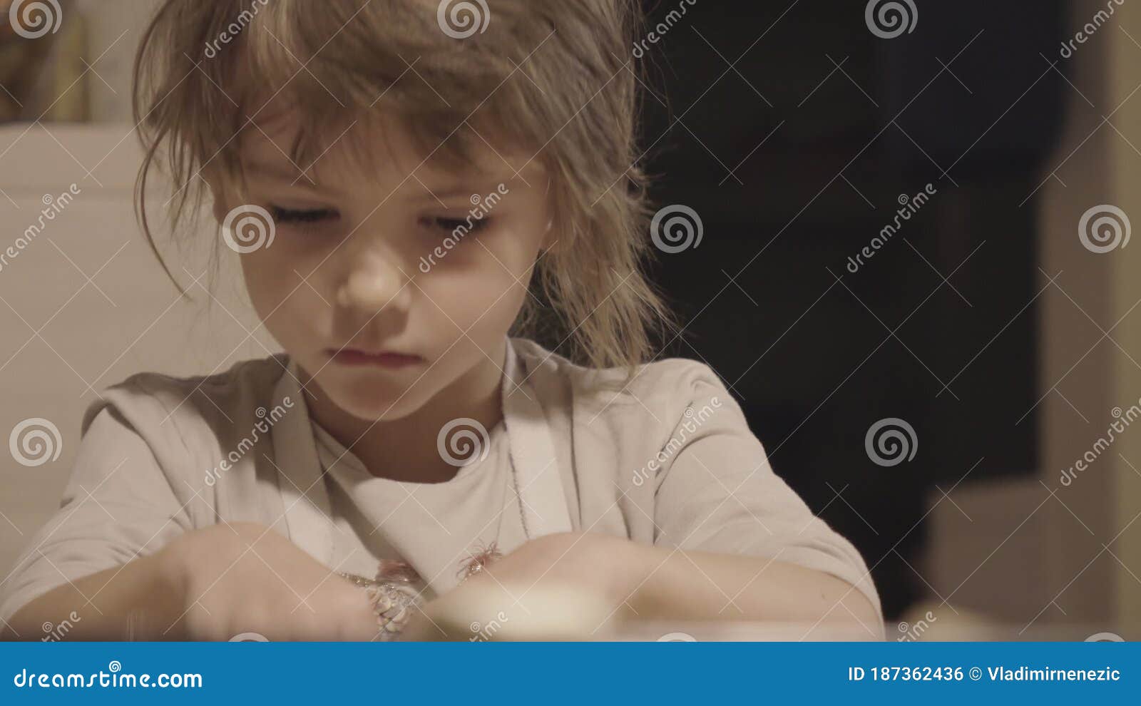 Charming Little Girl Making Biscuits at the Kitchen Table Stock Footage - Video of home, child ...