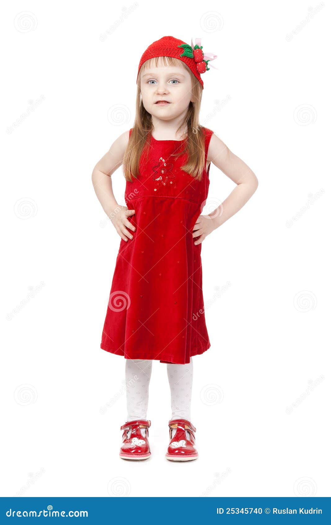 Charming Little Girl in Red Cap Stock Photo - Image of cute, isolated ...