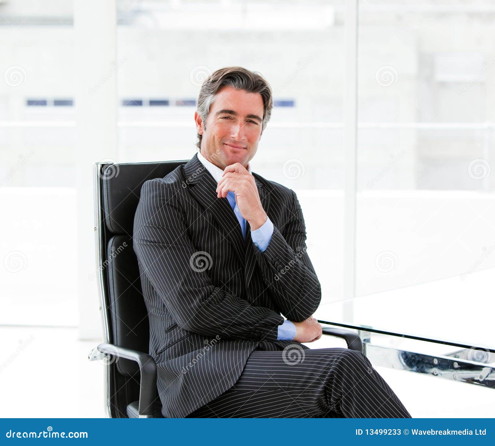 Charming Male Executive Sitting in His Office Stock Image - Image of ...