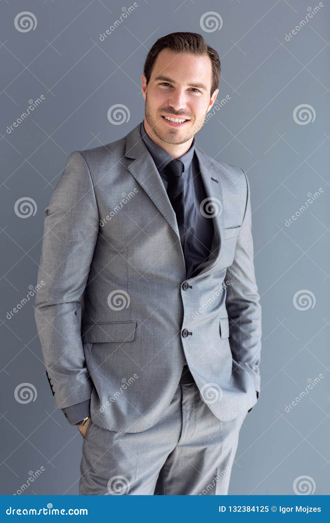 Charming male posing stock image. Image of gray, caucasian - 132384125