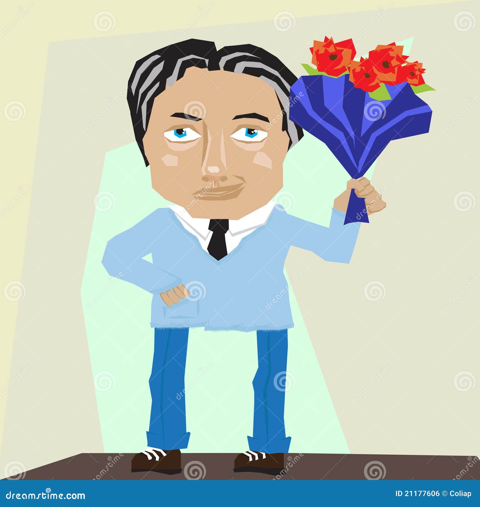 Charming man with flowers stock vector. Illustration of flowers - 21177606