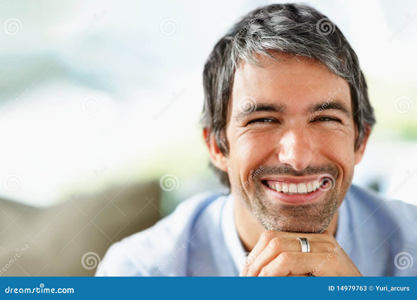 Charming Mature Man Smiling with Copyspace Stock Image - Image of ...