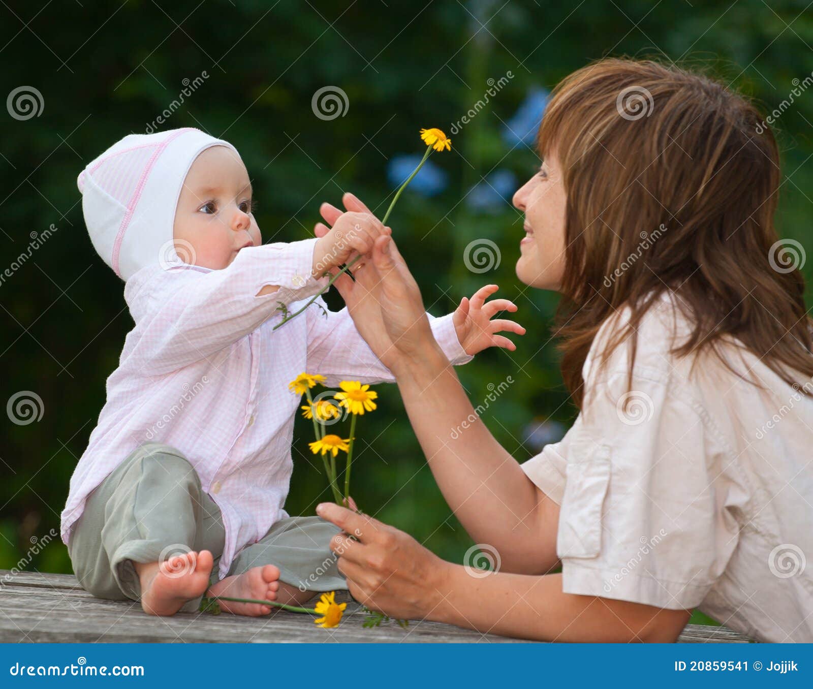 A Charming One-year Child and Mother Stock Image - Image of play ...