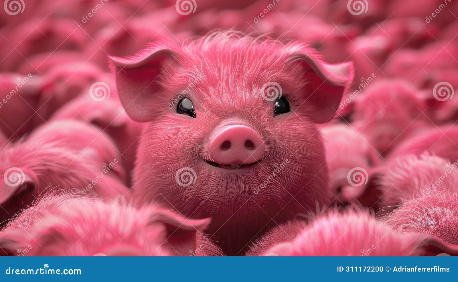 A Charming Pink Pig Surrounded by a Crowd of Piglets in a Whimsical ...