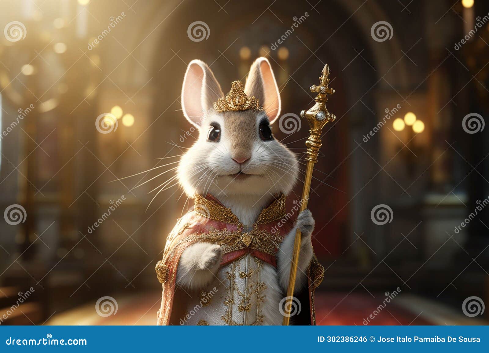Charming Rabbit Character Wearing a Crown and Stock Illustration ...