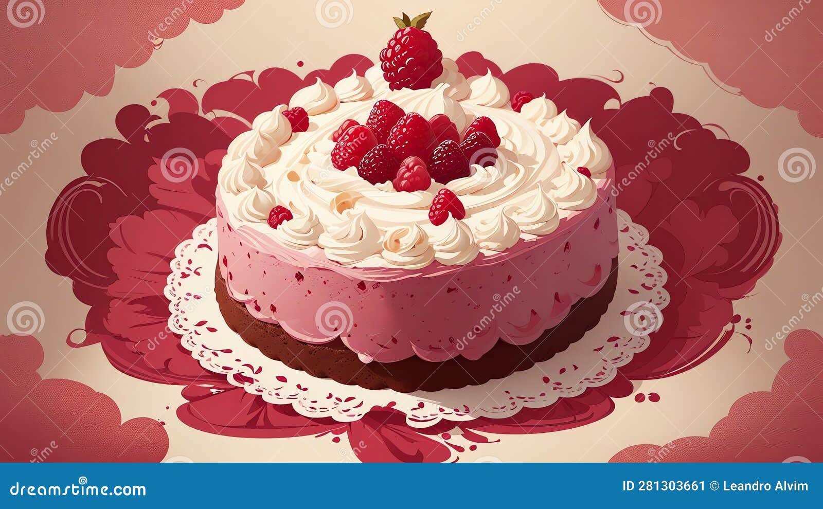Charming Raspberry Cake Vector Art.AI Generated Stock Illustration ...