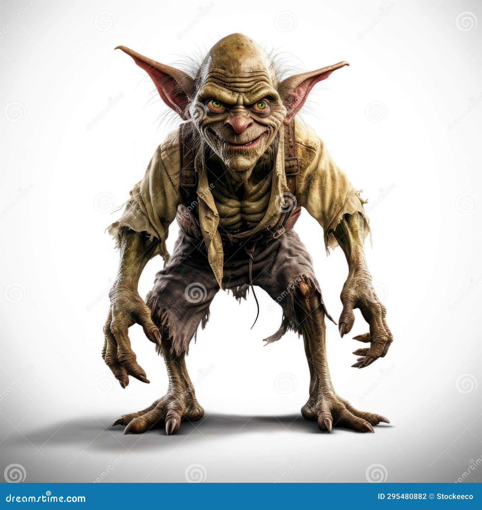 Charming and Realistic Troll Image - Evil Goblin on White Background Stock Illustration ...