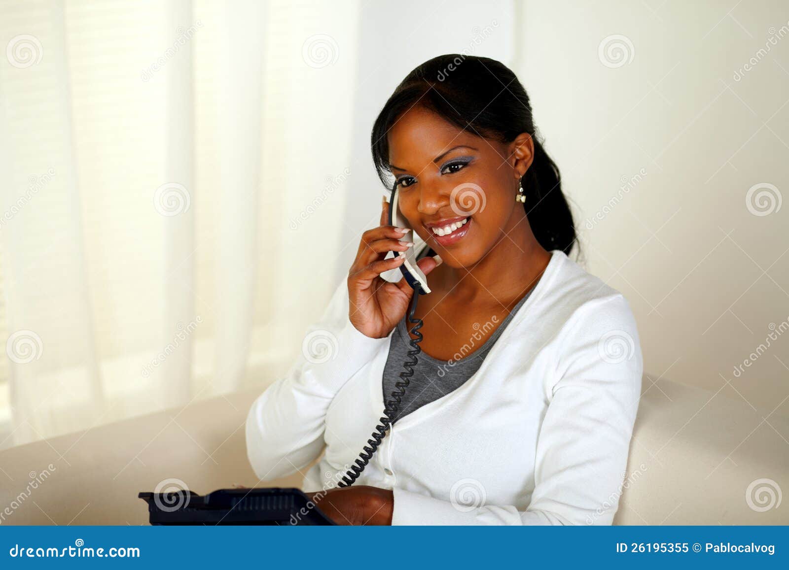 Charming Relaxed Young Woman Speaking on Phone Stock Image - Image of ...