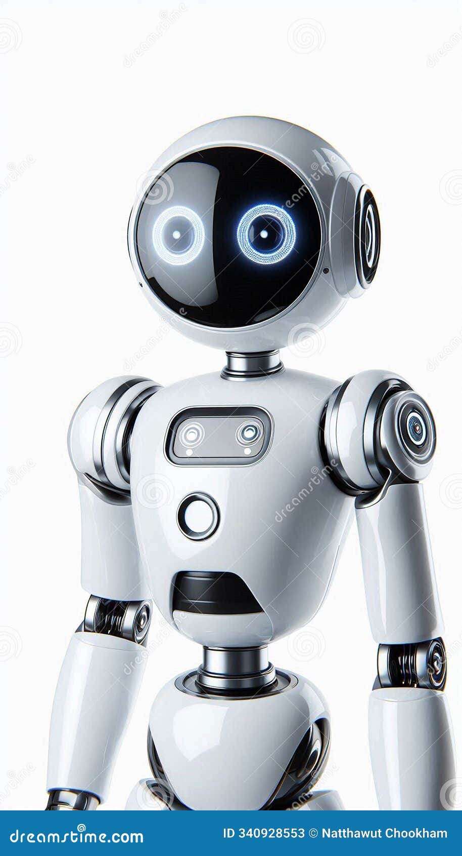 Friendly Robot with Expressive Eyes and Sleek Design Stock Illustration ...