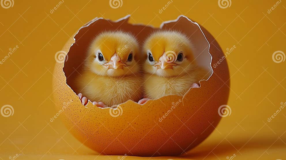 Charming Scene of Hatching Baby Chicks from an Eggshell Stock Image ...