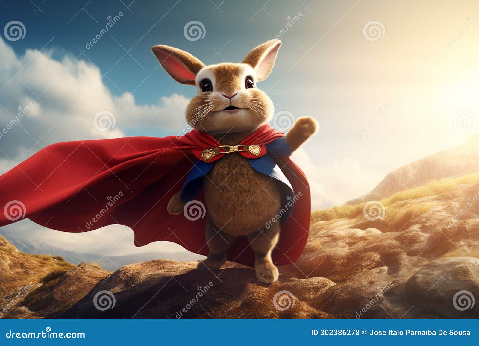 Charming Scene of a Rabbit Donning a Superhero Stock Illustration ...
