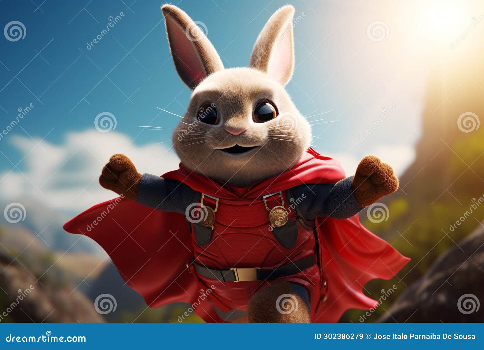 Charming Scene of a Rabbit Donning a Superhero Stock Illustration ...