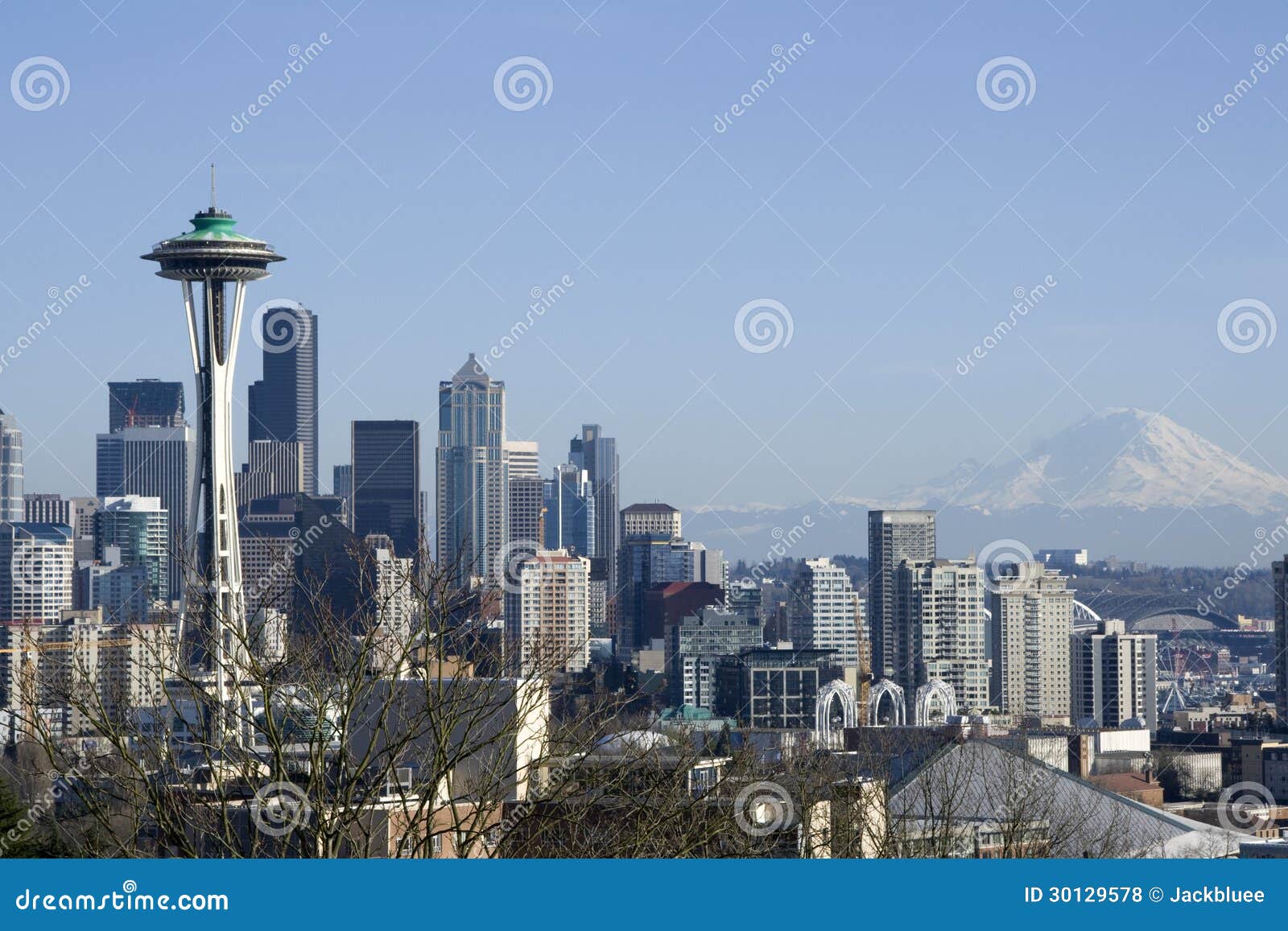 Seattle city skyline stock photo. Image of space, offices - 30129578