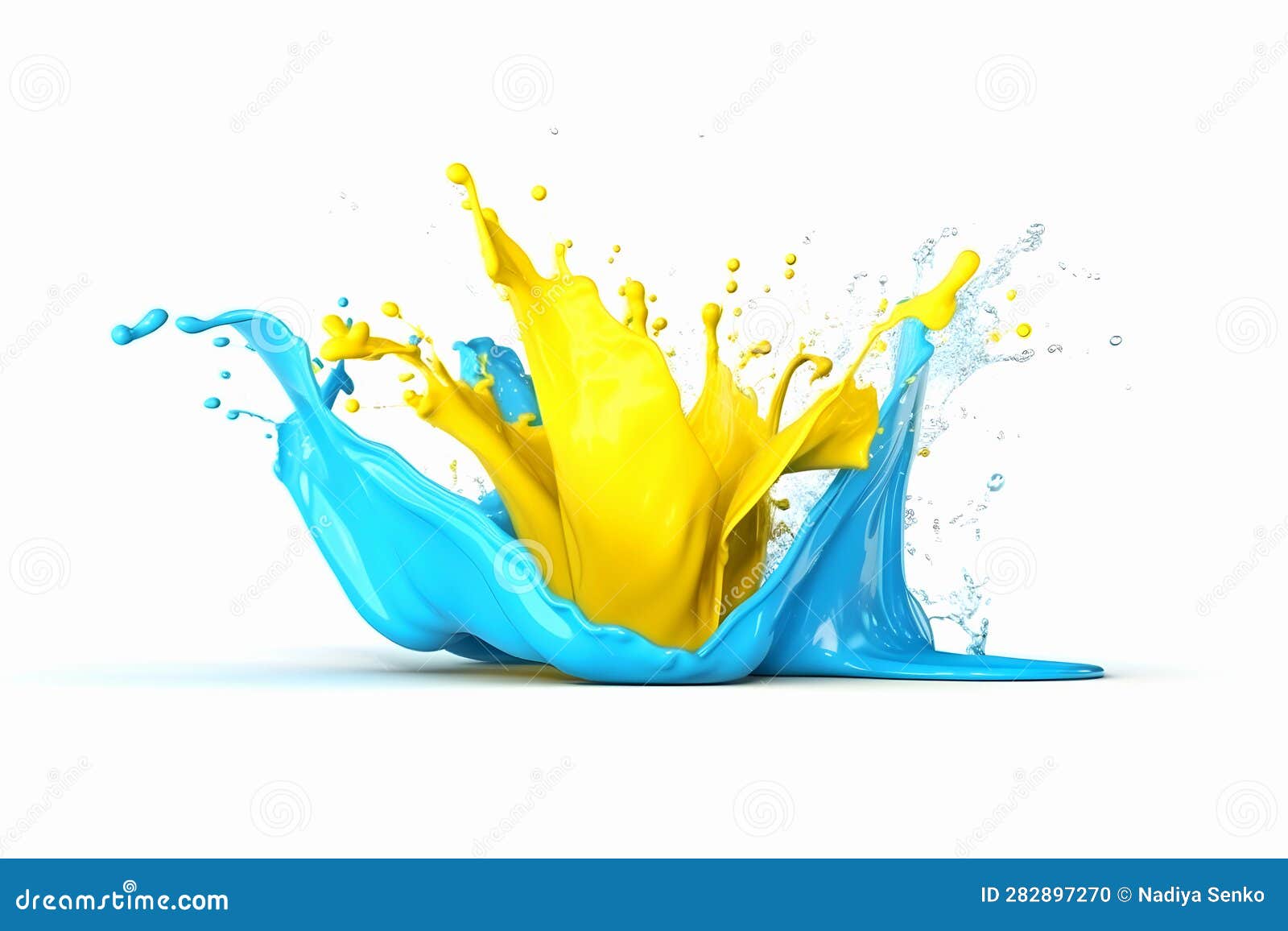 Charming Splash Blue and Yellow Paint Stock Illustration - Illustration ...