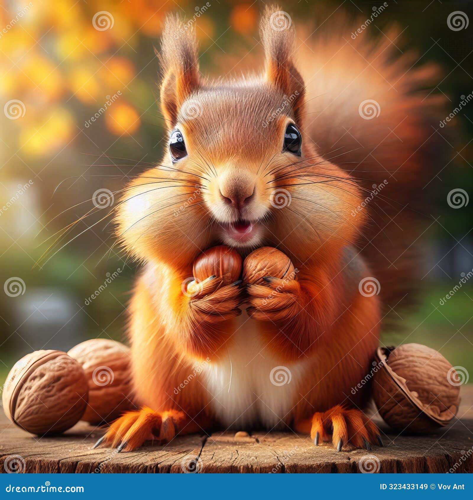 Charming Squirrel Stuffing Its Cheeks with Nuts, Photo V Stock ...