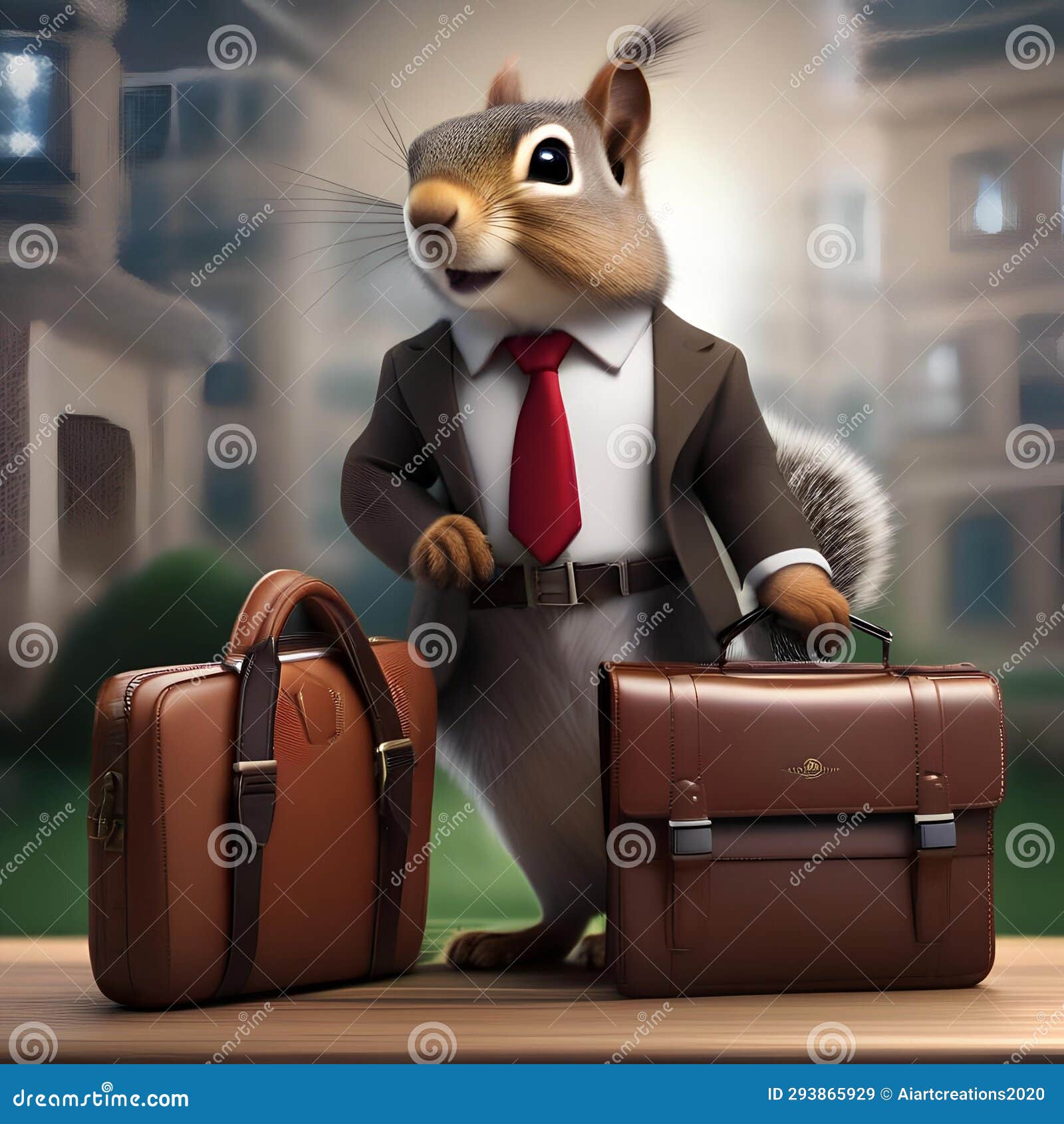 A Charming Squirrel in a Tiny Business Suit and Briefcase, Looking ...