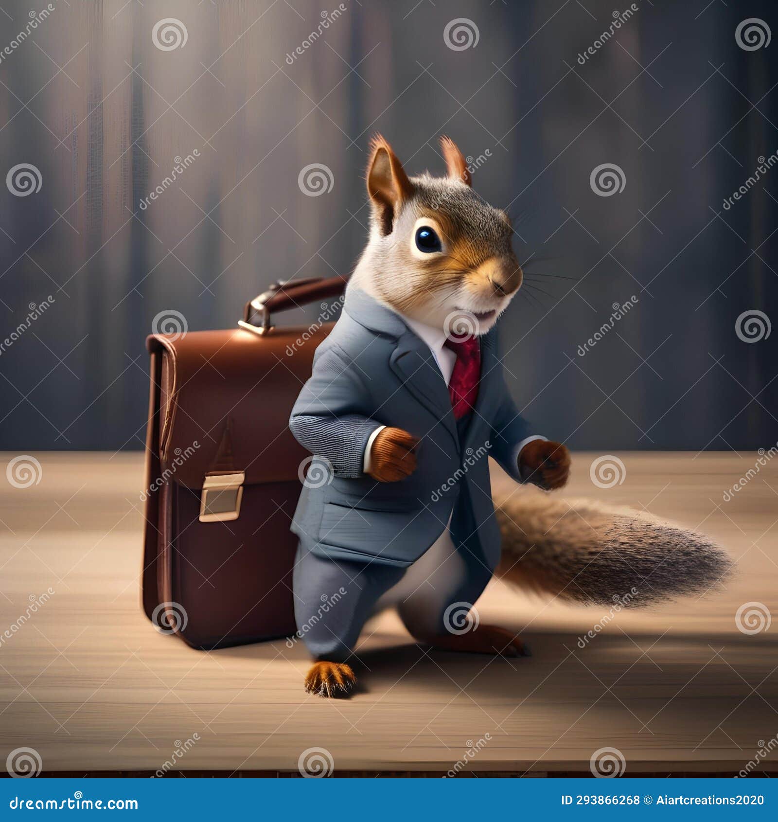 A Charming Squirrel in a Tiny Business Suit and Briefcase, Looking ...