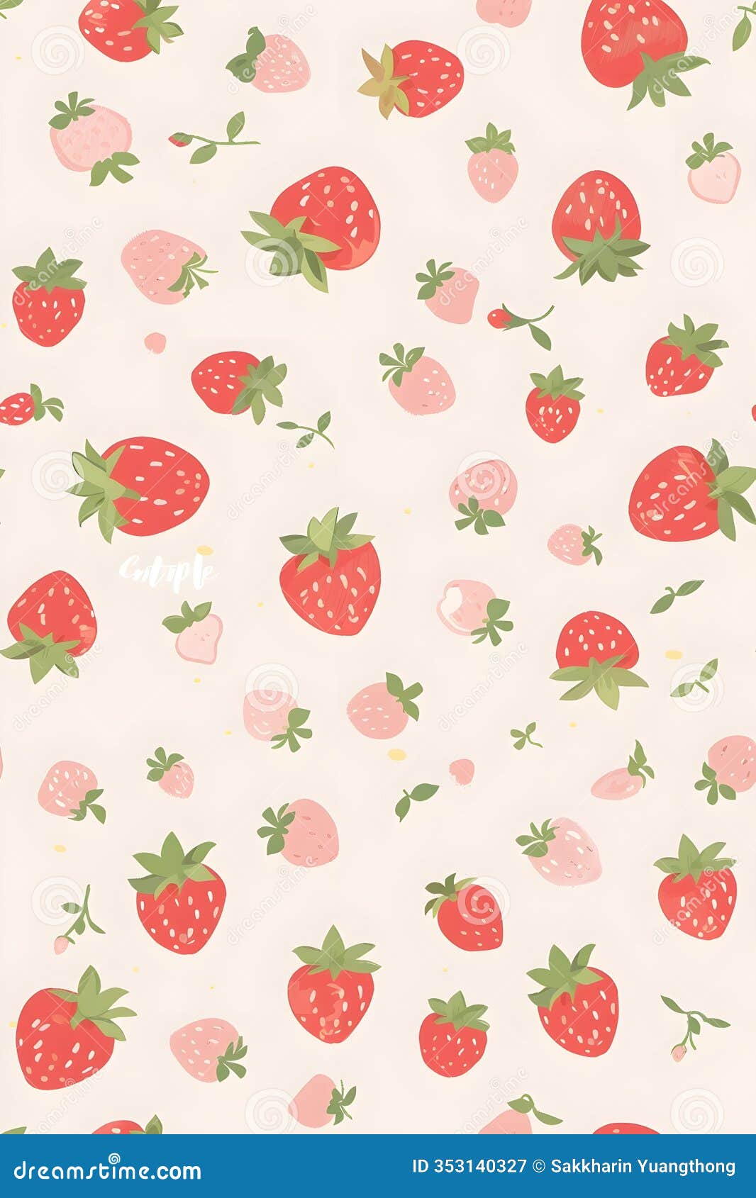 Charming Strawberry Pattern for Light Background Stock Illustration ...
