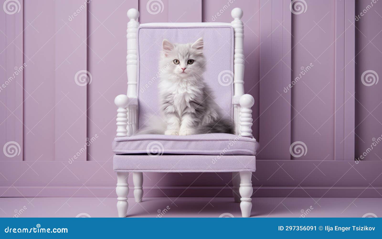 Charming Studio Portrait of an Irresistibly Cute Cat Posing on an ...