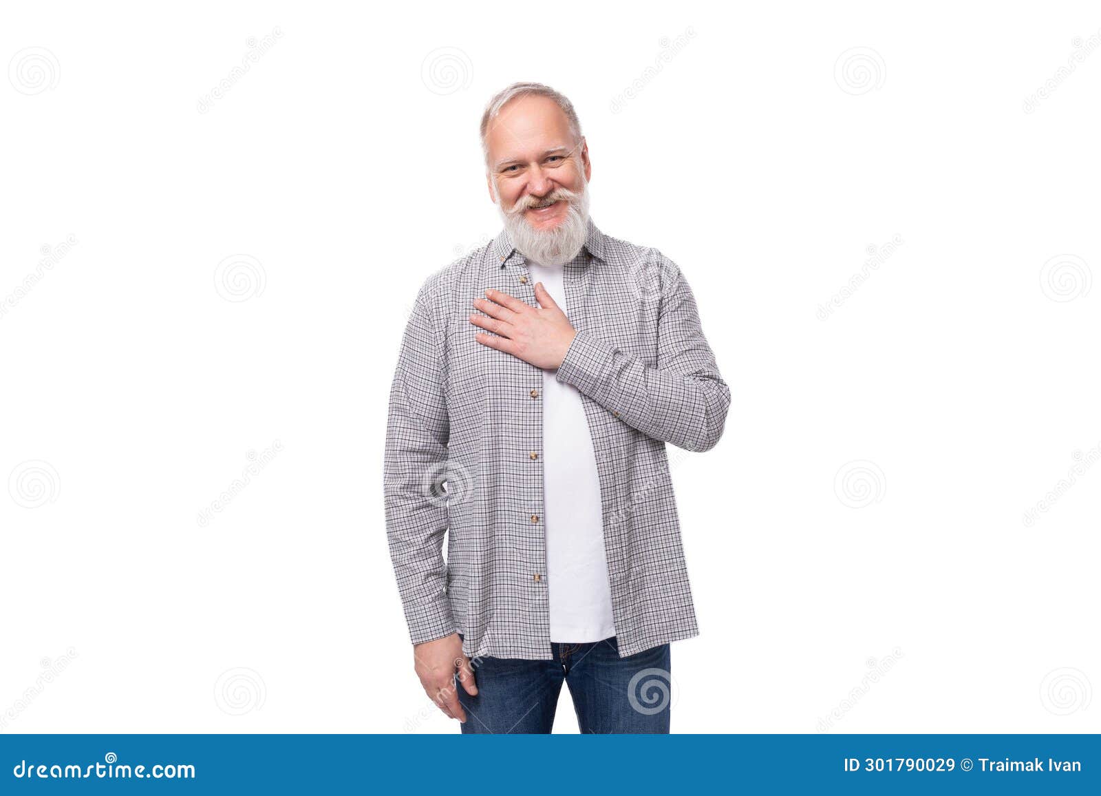 Charming Stylish Mature Man with a White Beard and Mustache Looks Solid ...