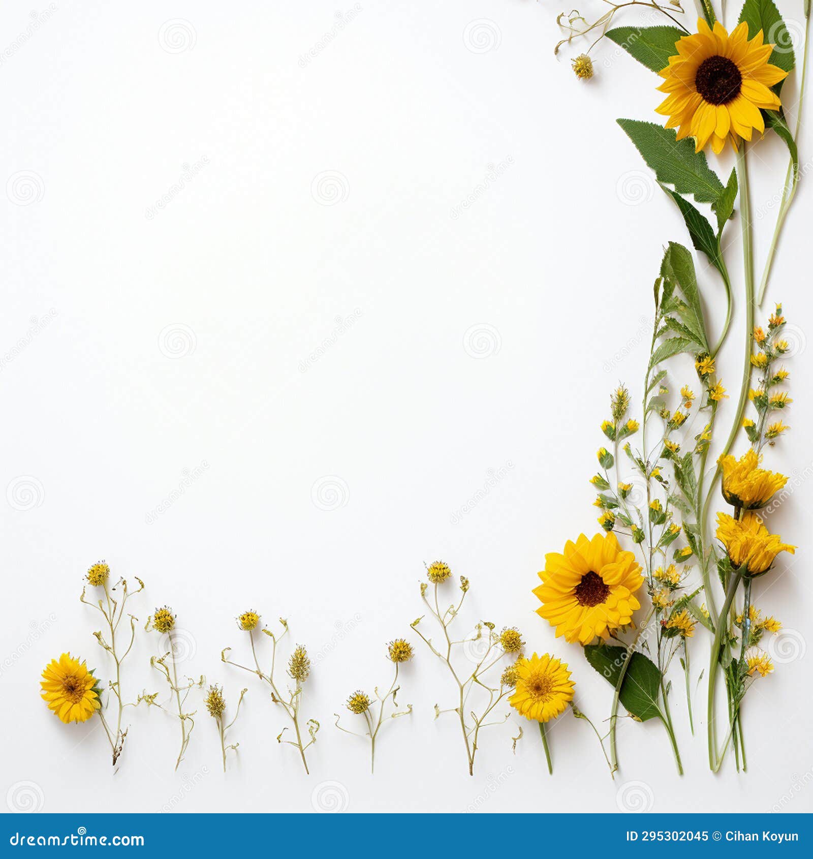Charming Sunflower Border Simple Beauty Stock Illustration ...