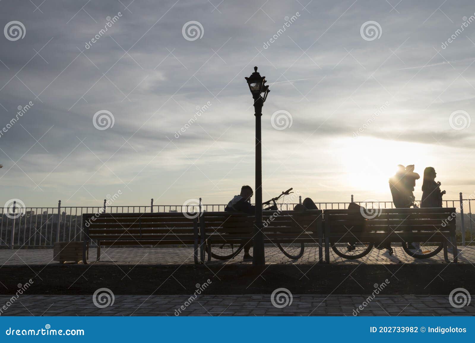 Charming Sunset on the Observation Deck in the Park Stock Photo - Image ...