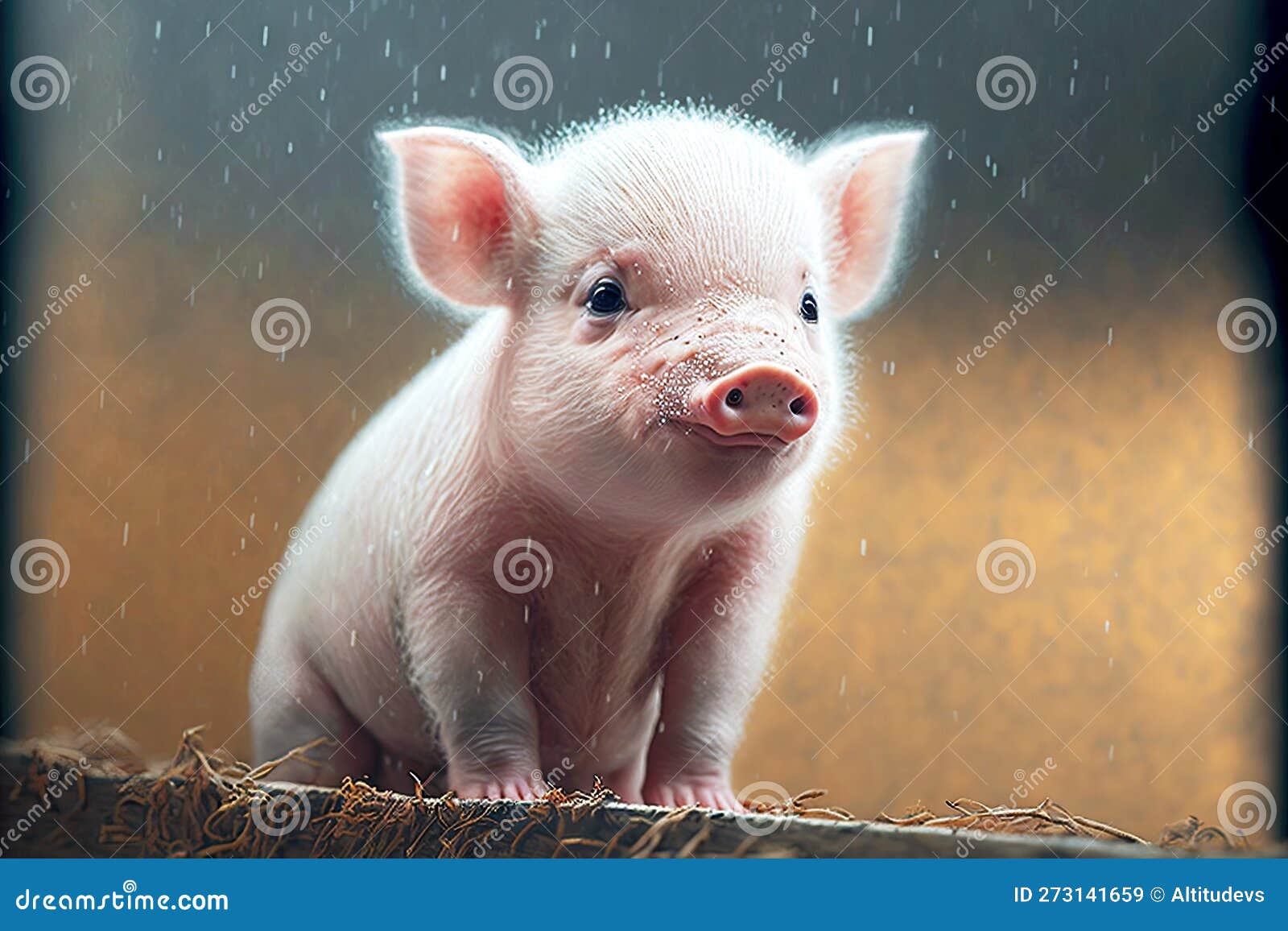 Charming Tiny Piglet Sitting in Clearing on Livestock Farm Stock Image ...