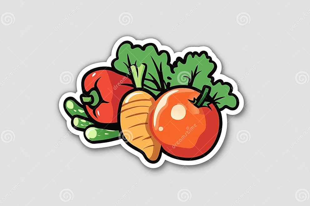 Vibrant Veggie Sticker Design: Fresh, Colorful, Simple Vector ...