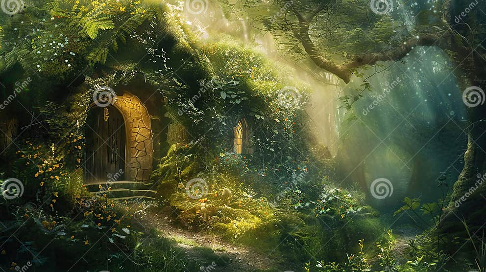 Charming Vine Covered Archway in a Magical Forest Setting. Generative ...