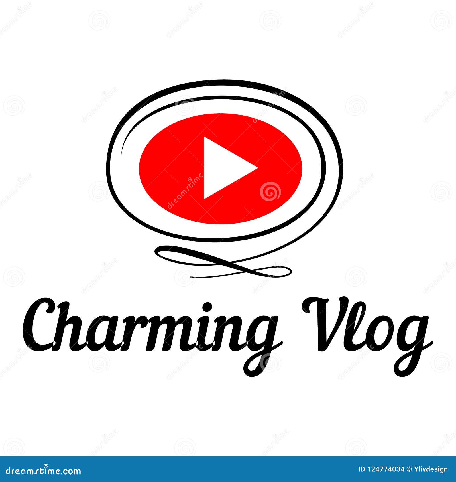 Vlog Logo And Label Design With Red And Black Vector Set ...