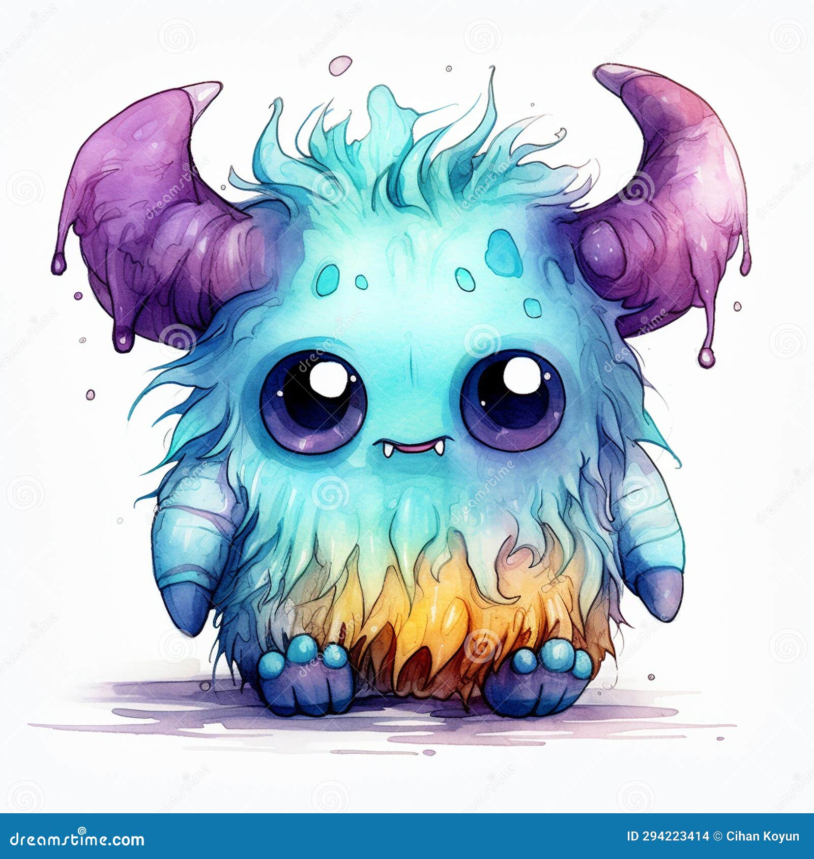 Charming Watercolor Monster that Will Capture Your Heart Stock ...