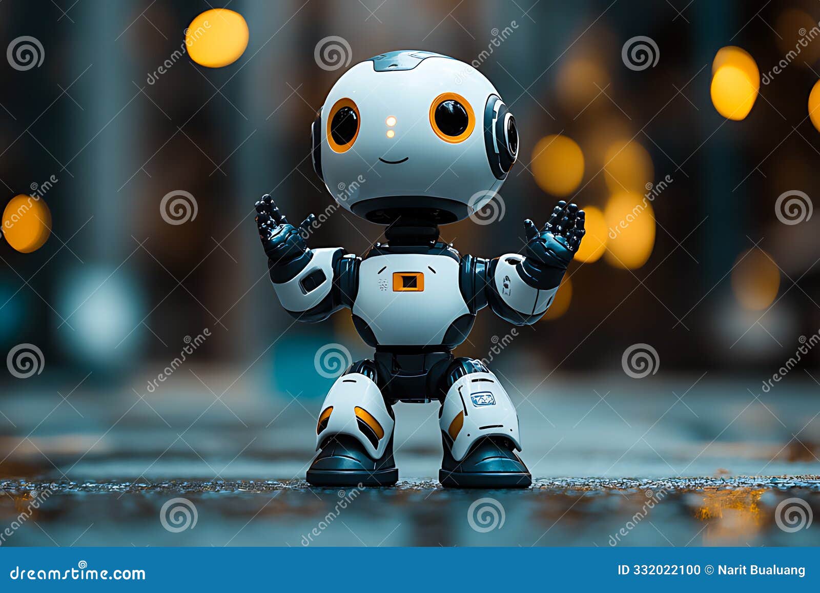 Friendly White Robot Waving Stock Photo - Image of advanced, innovation ...