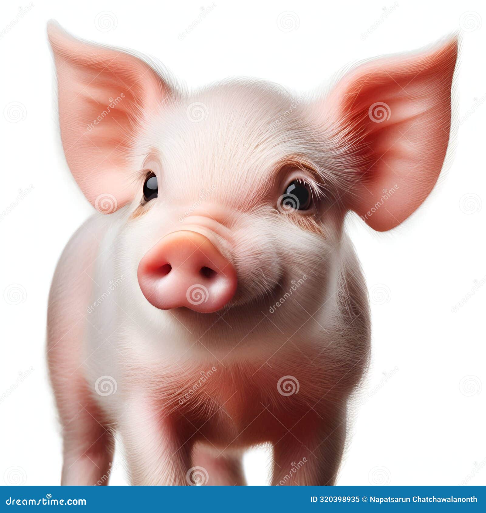 Charming White Piglet: Side Profile on White, Generative AI. Stock ...