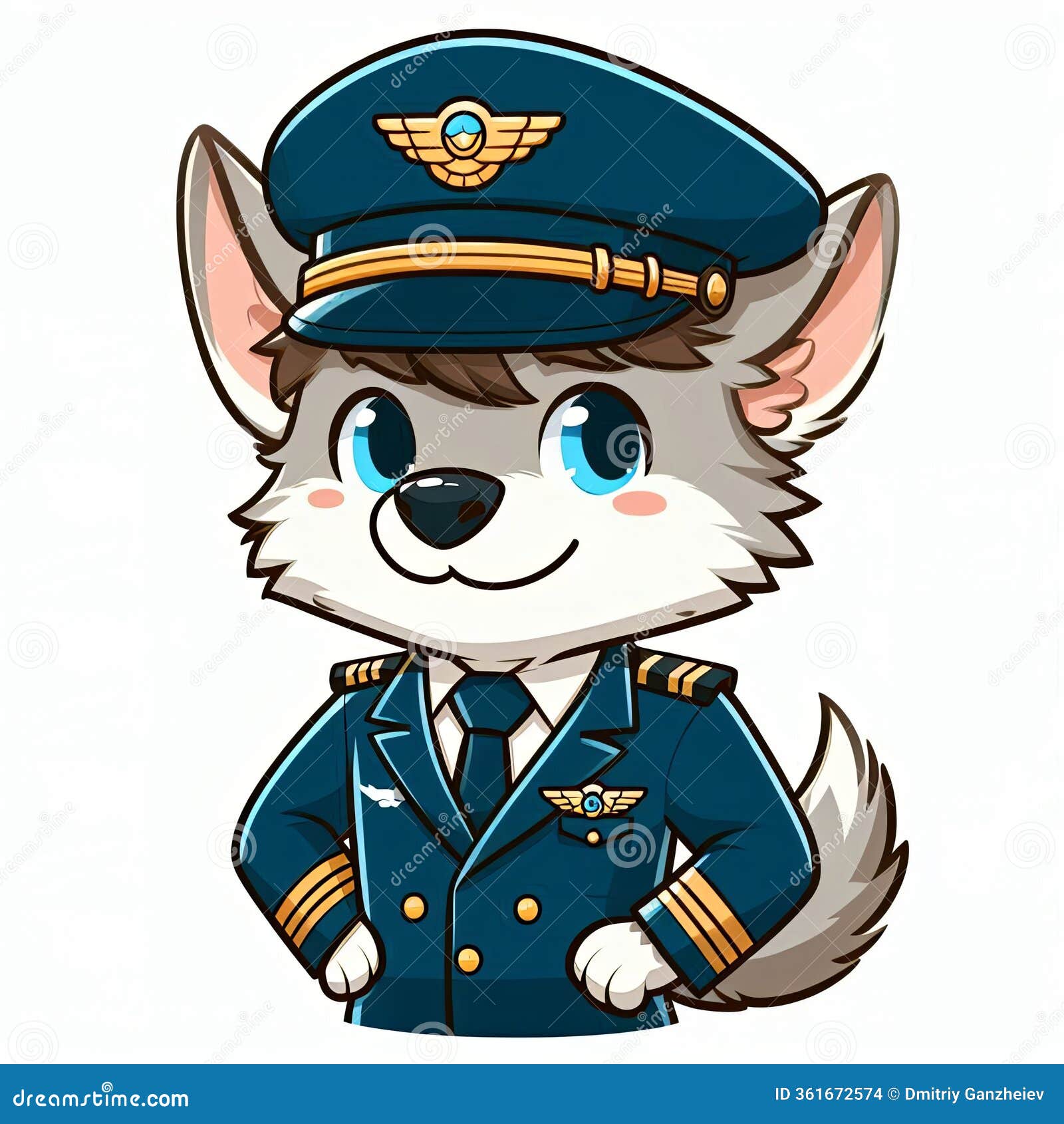 Wolf In Pilot Uniform Holding Navigation Map Royalty-Free Illustration ...
