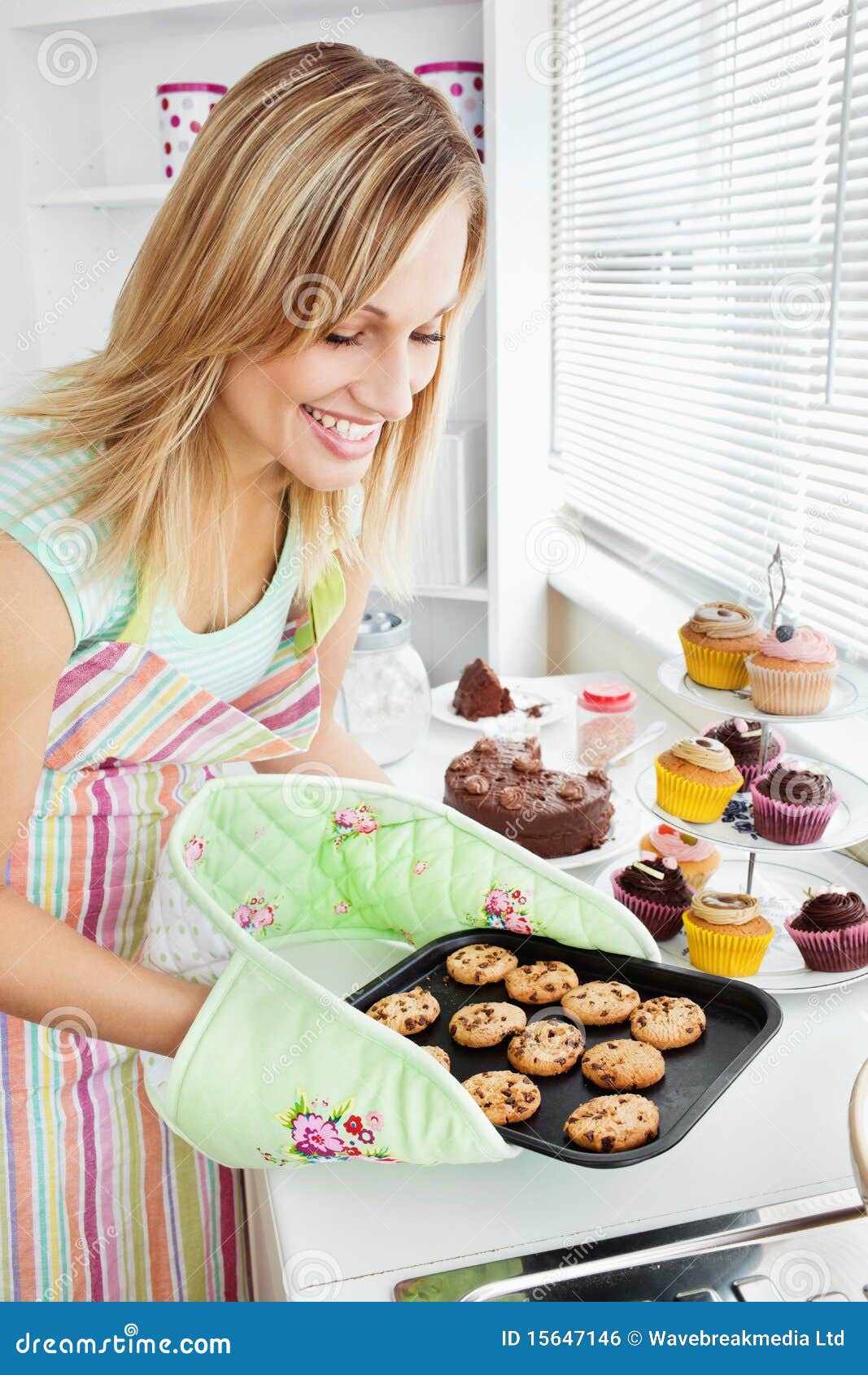 Charming Woman Baking in the Kitchen Stock Photo - Image of baking ...