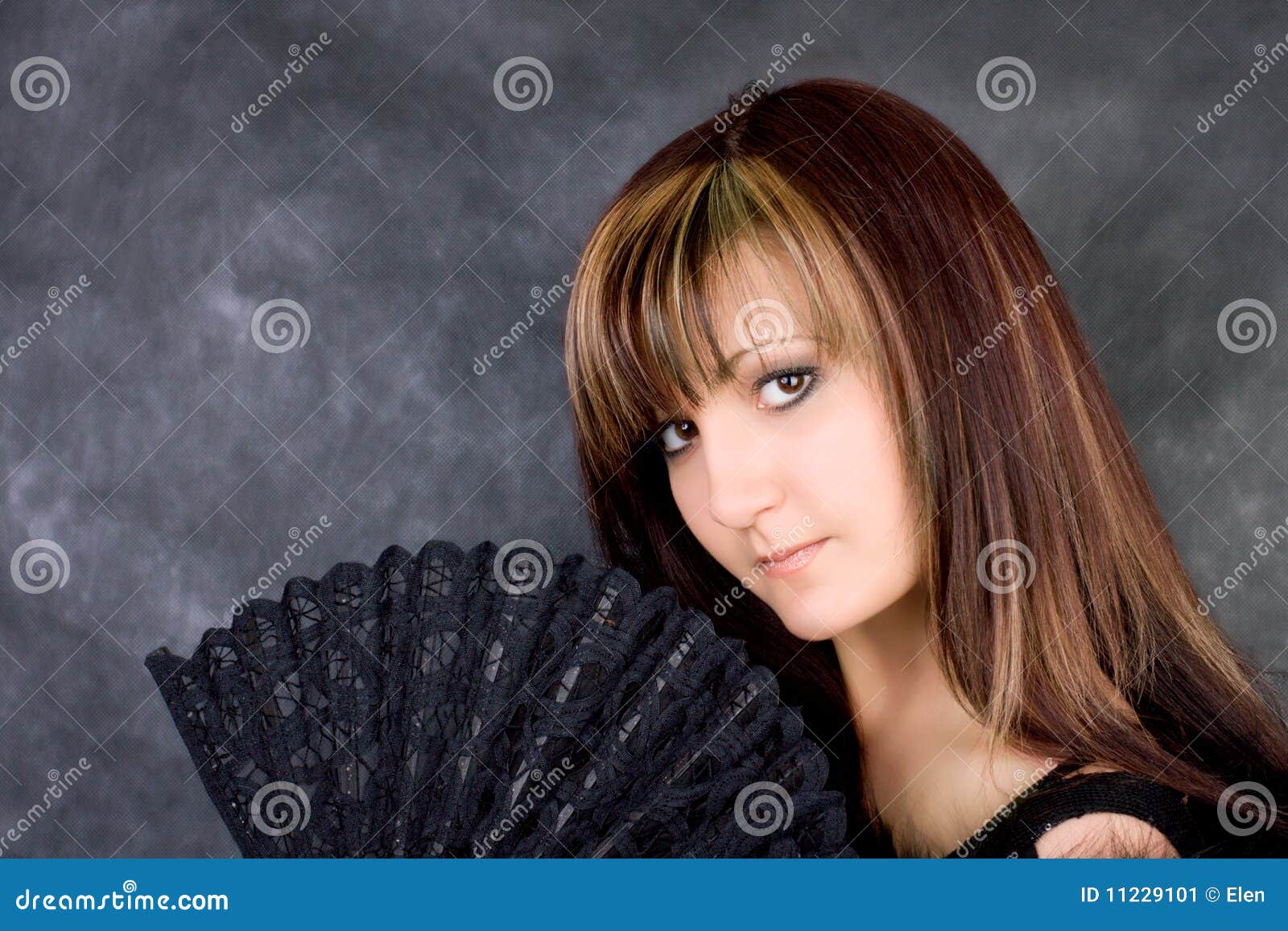 Charming woman with fan stock image. Image of eyes, coiffure - 11229101