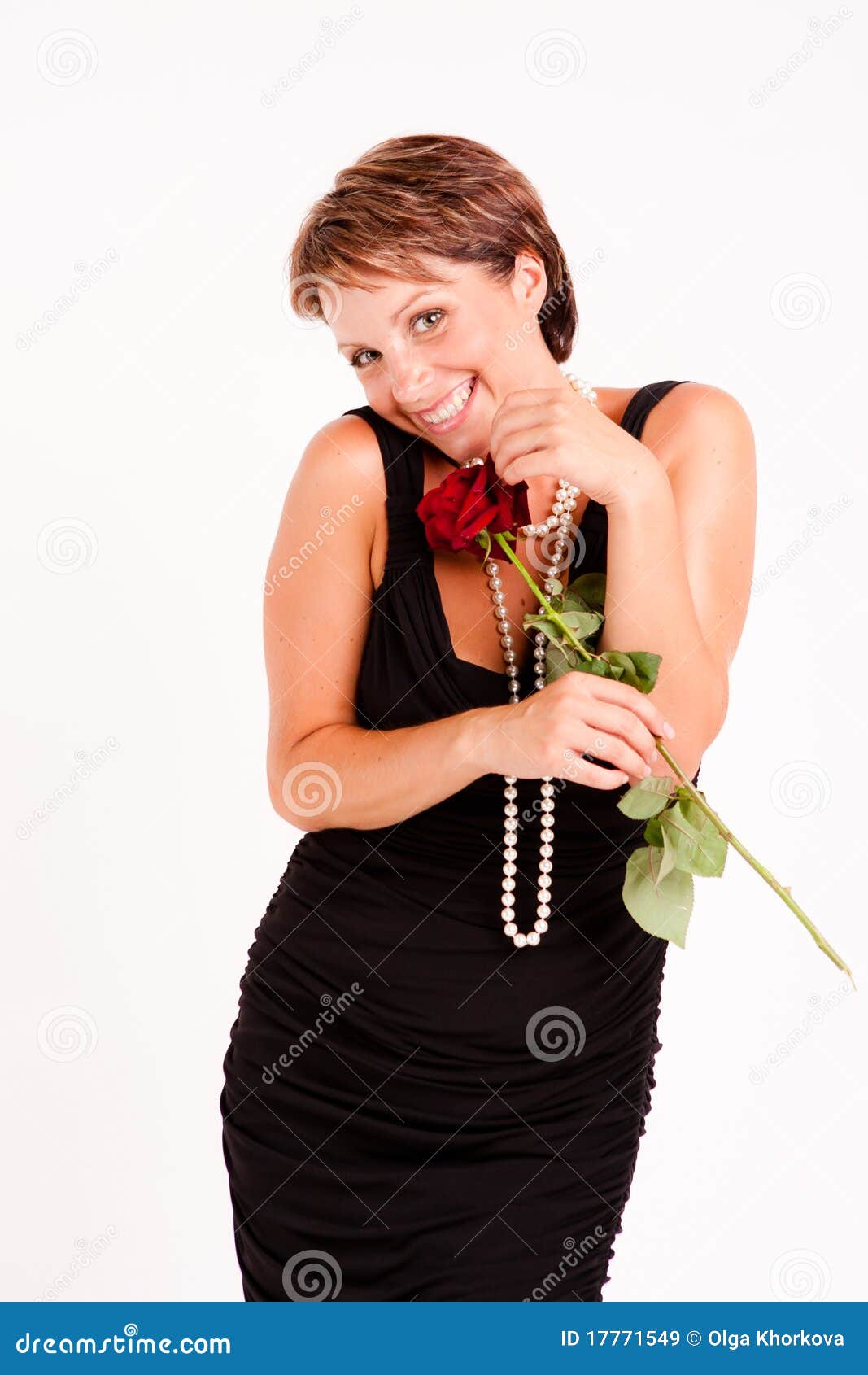 Charming Woman with Red Rose Stock Image - Image of woman, filament ...