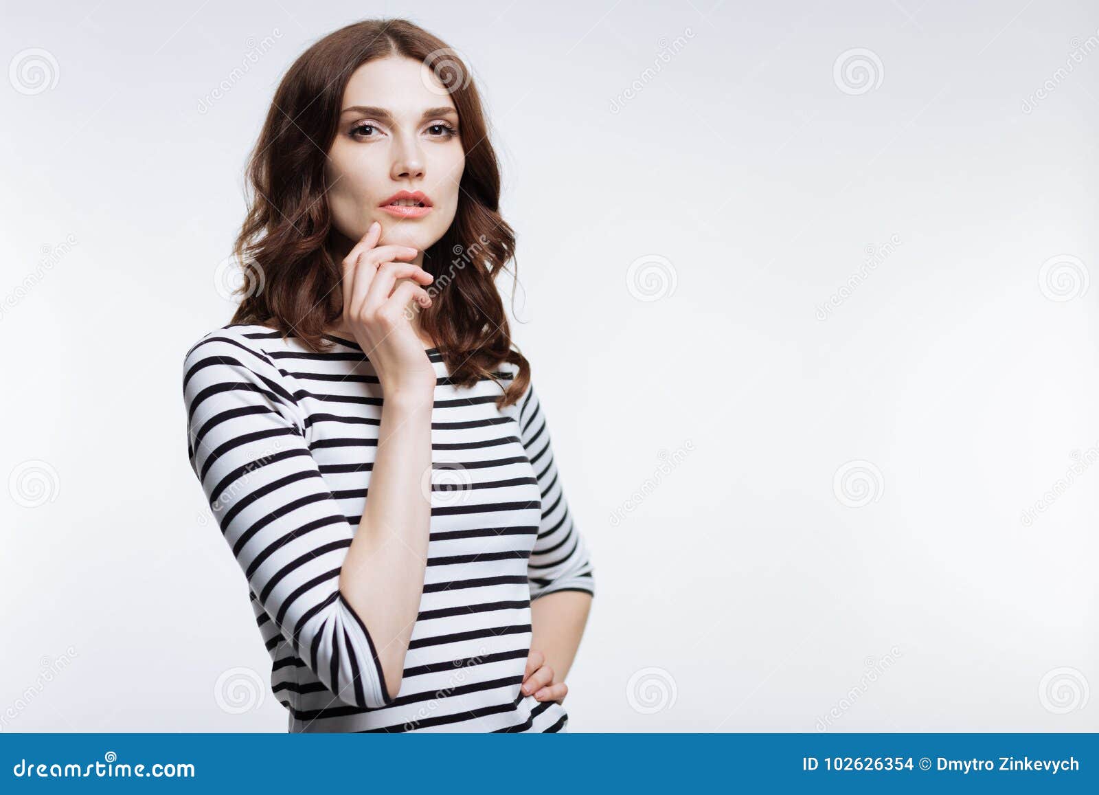 Charming Woman Touching Her Chin while Posing Stock Photo - Image of ... Charming Woman Touching Her Chin while Posing Stock Photo - Image of ...