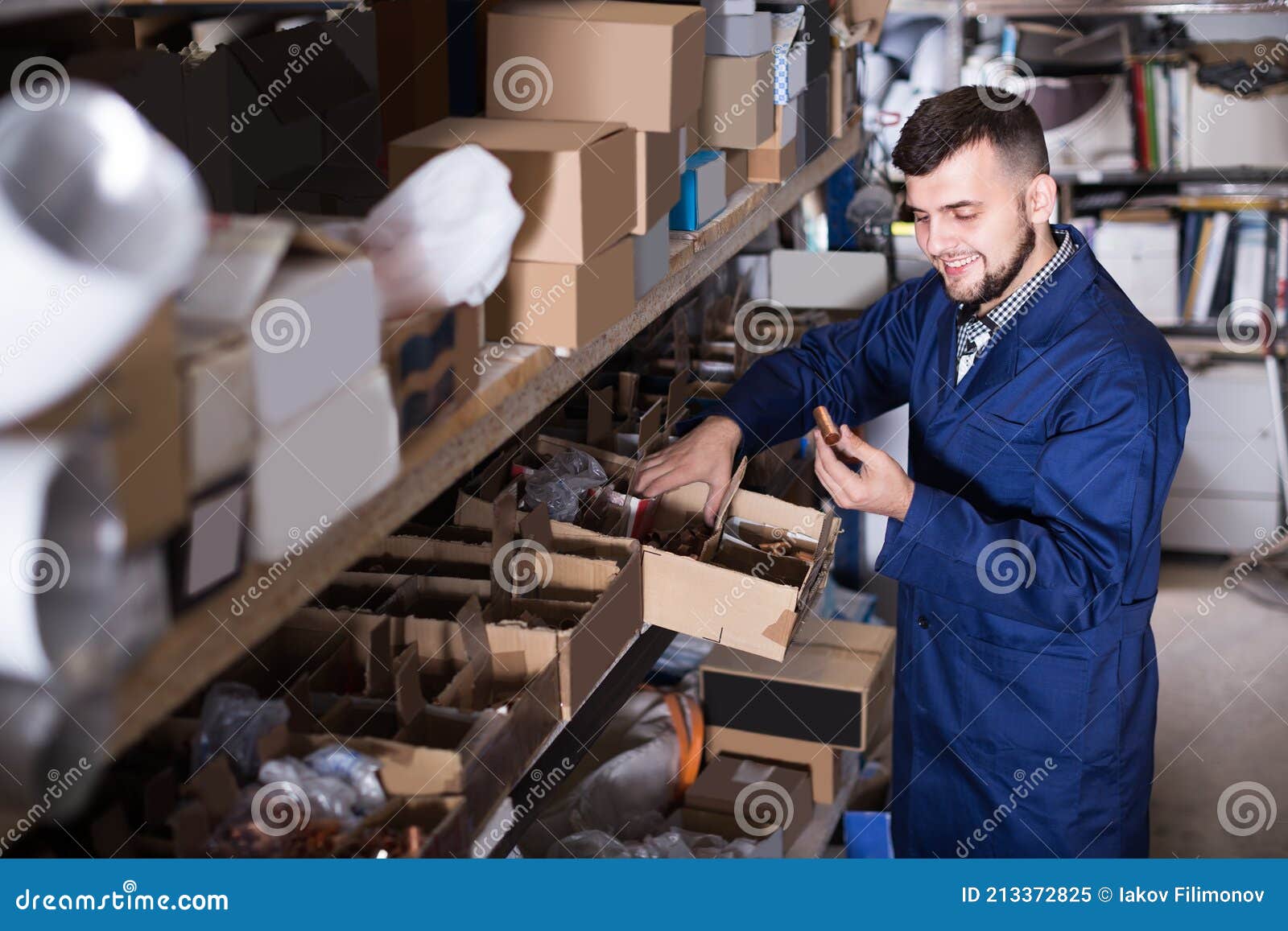 Charming Worker in Uniform Sorting Sanitary Engineering Details Stock ...